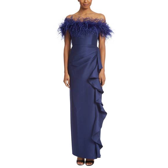 Badgley Mischka | Dresses | New Badgley Mischka Feather Ruffle ...